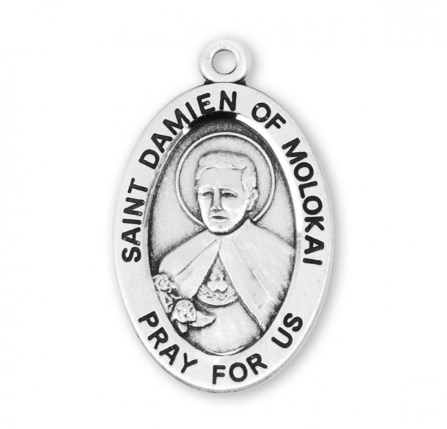 Sterling Oval St. Damien of Molokai *20" Ch-Bxd - Saint Damian of ...
